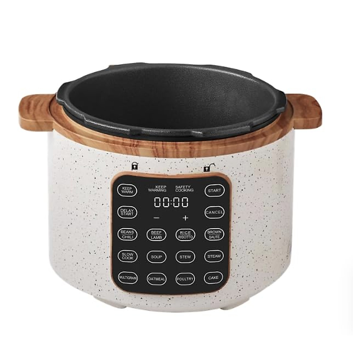 Generic Pioneer Woman 6 Qt Pressure Cooker,Linen Speckle,Wood Grain, Blinking Display, Touch Control
