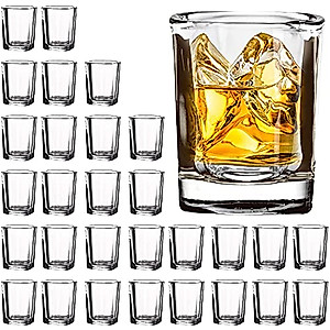 Vivimee 30 Pack Heavy Base Shot Glasses Bulk, 2.2 oz Square Shot Glasses Set, Clear Espresso Shot Glass, Small Whiskey Shot Glasses for Vodka, Whiskey, Tequila, Espressos, Spirits & Liquors