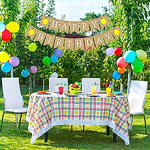Jute Burlap Happy Birthday Banner with Lemon Lemonade Birthday Party Garland Decoration