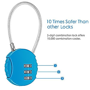 CROMLL 2 Pack Combination Lock 3 Digit Outdoor Waterproof Padlock for School Gym Locker, Sports Locker, Luggage，Fence, Toolbox, Gate, Case, Hasp Storage (Black&Blue)