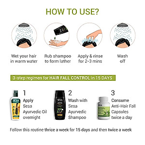 Sesa Ayurvedic Medicinal Shampoo, Bhringraj & 16 Rare Herbs, All Hair Types, 200 ml, Pack of 1, Paraben Free