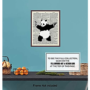 Banksy Shooting Panda Poster - 8x10 Graffiti Wall Art, Home Decor, Decoration - Cool Urban Street Art for Bedroom, Apartment, Living Room - Gift for Men, Boys, Teens, Guns or Firearms Fans -UNFRAMED