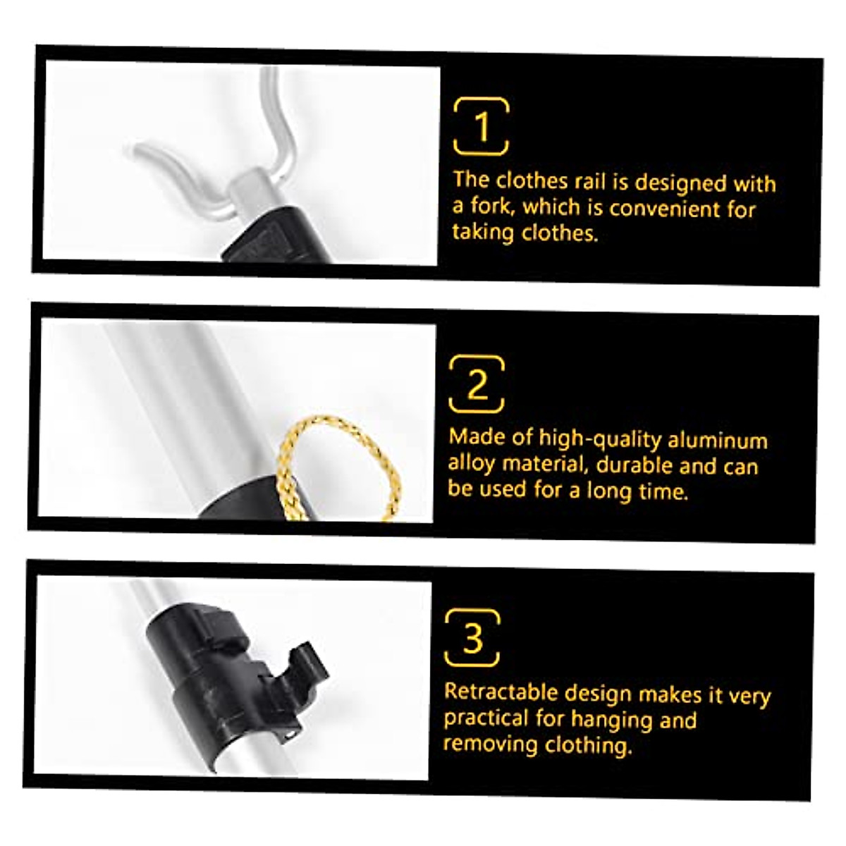 Alipis 1pc Closet Clothes Rail Stainless Steel Shelf Adjustable Shower Rod Shower Curtain Rod Hooks Clothes Poles for Hanging Clothes Closet Reacher Pole Reach Pole with Hook Silver Heavy