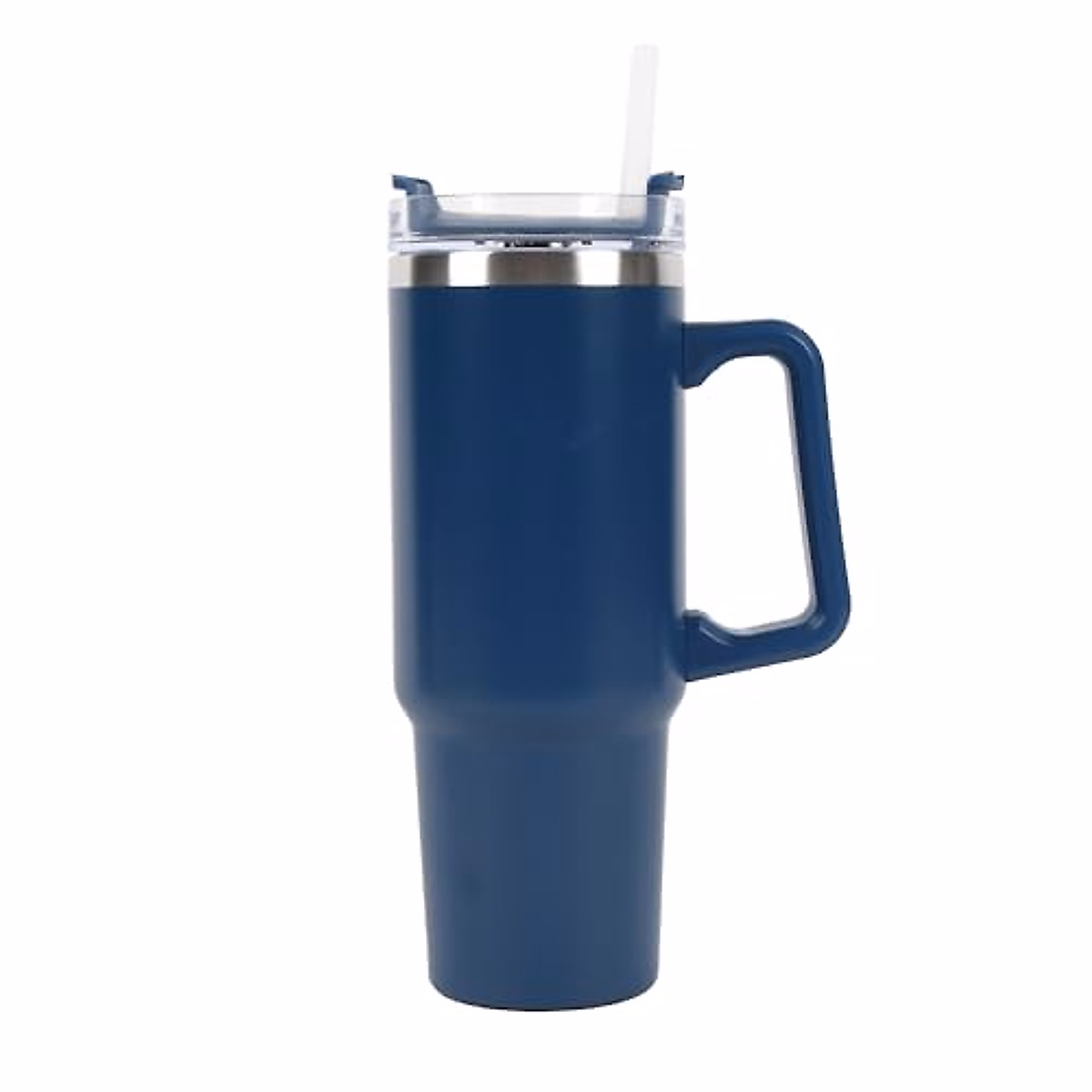 Envie 30 oz Tumbler Mug with Lid and Straw, Reusable Insulated Mug with Handle, Stainless Steel Tumbler for Iced & Hot Beverages, Navy Blue