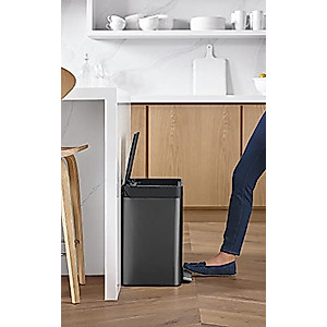 Kohler K-20942-BST 8-Gallon Compact Black Stainless Step Trash Can, Black Stainless,Black Stainless Steel