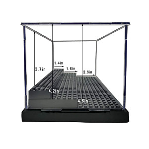 Ynotus Display Case for Minifigure Acrylic Display Box Action Figures Blocks Minifigure 3 Layers Movable Design Plastic Dustproof Storage Display Boxes Black