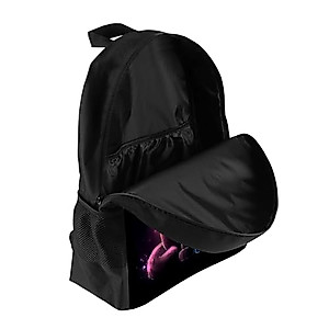 ALIFAFA Black Cat Backpack Cute Kitty Cat in Galaxy School Bookbag for Boys Girls Kids Teens, Elementary Middle High College School Casual Travel Bag Computer Laptop Daypack Rucksack, 17 Inch