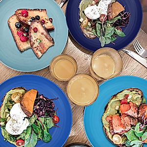 Wheat Straw Salad Plates - 9 Inch Unbreakable Dinner Plates Set of 8 - Dishwasher & Microwave Safe Plastic Plates Reusable - Lightweight Plates for kitchen,camping (Ocean)