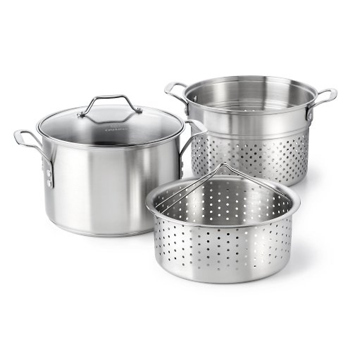 Calphalon 10-Piece Pots and Pans Set, Stainless Steel Kitchen Cookware with Stay-Cool Handles and Pour Spouts, Dishwasher Safe, Silver & Classic Stainless Steel 8 quart Stock Pot