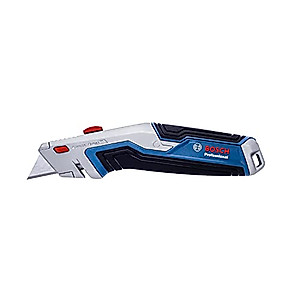 Bosch Professional 1600A01V3H Universal Knife with a Retractable Compartment in The Handle (incl. Three Trapezoid Blades), Blue