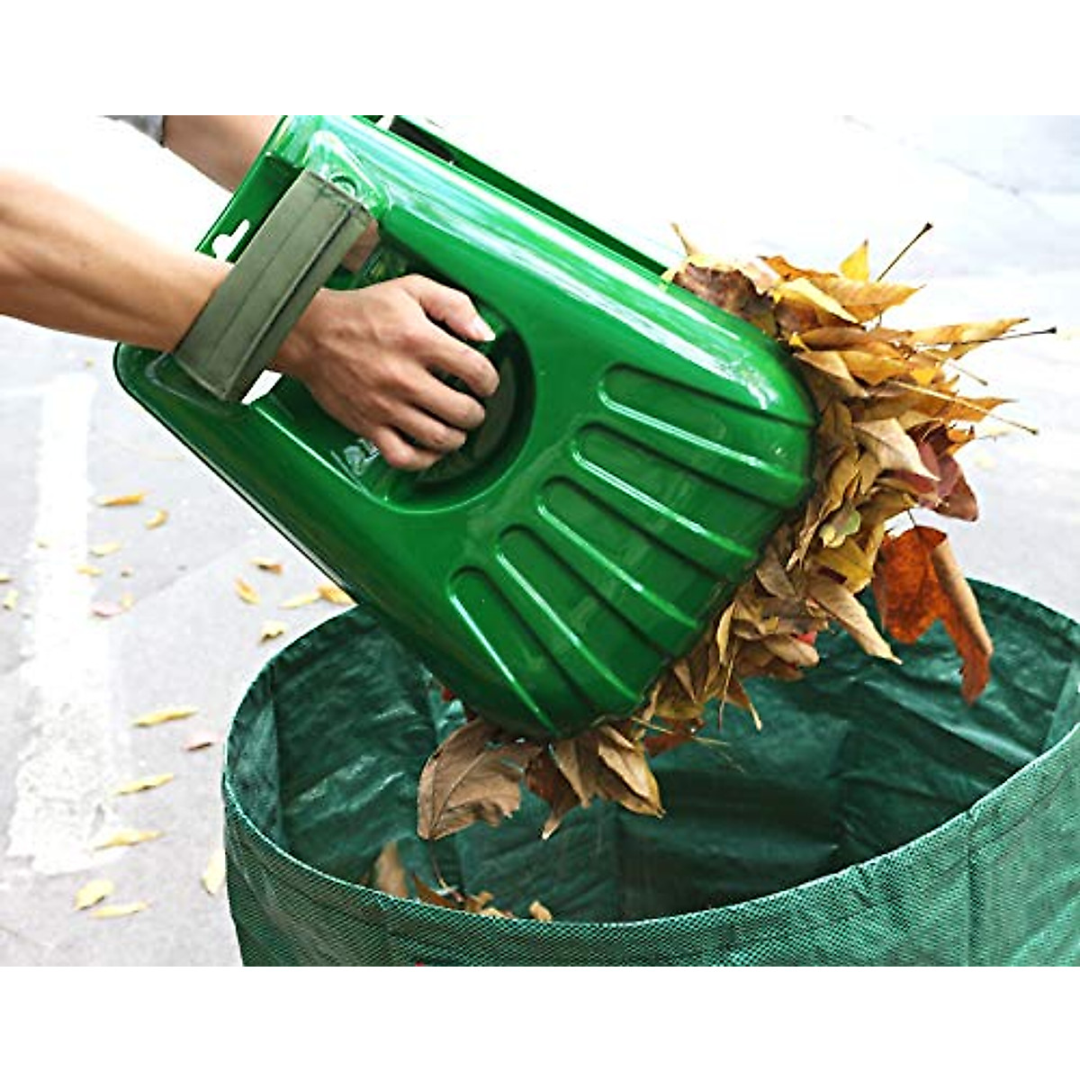 Gardzen Large Leaf Scoop & 12 Tines Gardening Leaf Rake Set, Comes with 72 Gallon Garden Bag