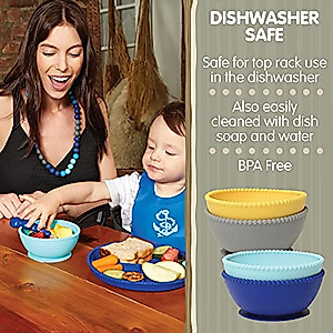 Chewbeads Silicone Suction Bowls - Set of 2 - Stay Put Toddler & Baby Suction Bowls - Dishwasher, Microwave & Freezer Safe Toddler Bowls - 100% Silicone, BPA Free & Phthalate Free