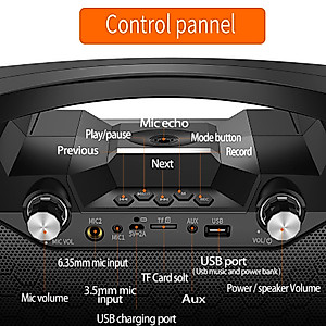 Hotec Wireless Bluetooth Portable PA Speaker System, Powerful Bluetooth Karaoke Machine with Dual Wireless Microphones for Karaoke, Wedding, Party, Teaching, Lecture, Church, Outdoor Indoor Activities