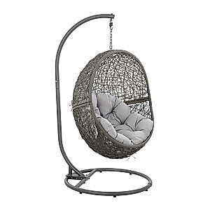 Modway Encase Outdoor Patio Rattan Swing Chair in Gray Gray