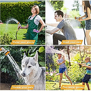 RESTMO Garden Hose Nozzle, Heavy Duty Metal Water Hose Nozzle with 7 Adjustable Spray Patterns, High Pressure Hand Sprayer with Flow Control, Best for Watering Plant & Lawn, Washing Car & Pet, Yellow