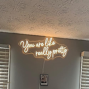 Large LED Neon Sign You Are Like Really Pretty，Neon Lights Sign for Wall Décor, Shop, Salon, House, Bar, Neon Lights for Engagement Party,26.3 X 12.2 IN, Warm White