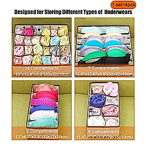 carinacoco Underwear Drawer Organizer 4 Pack Underwear Storage Organizer for Clothes Socks Ties Bra Drawer Divider Closet Dresser Organizer
