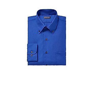 Van Heusen Men's Dress Shirts Regular Fit Silky Poplin Solid, Royal Blue, 16.5"-17" Neck 34"-35" Sleeve