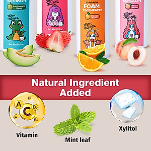 NOHOO Foam Toothpaste Kids with Fruit Flavor, 2 Pack Fluoride Free Natural Formul, Foam Toothpaste for Electric Toothbrush,Suitable for Toddler's Oral Cleaning and Cavity Prevention