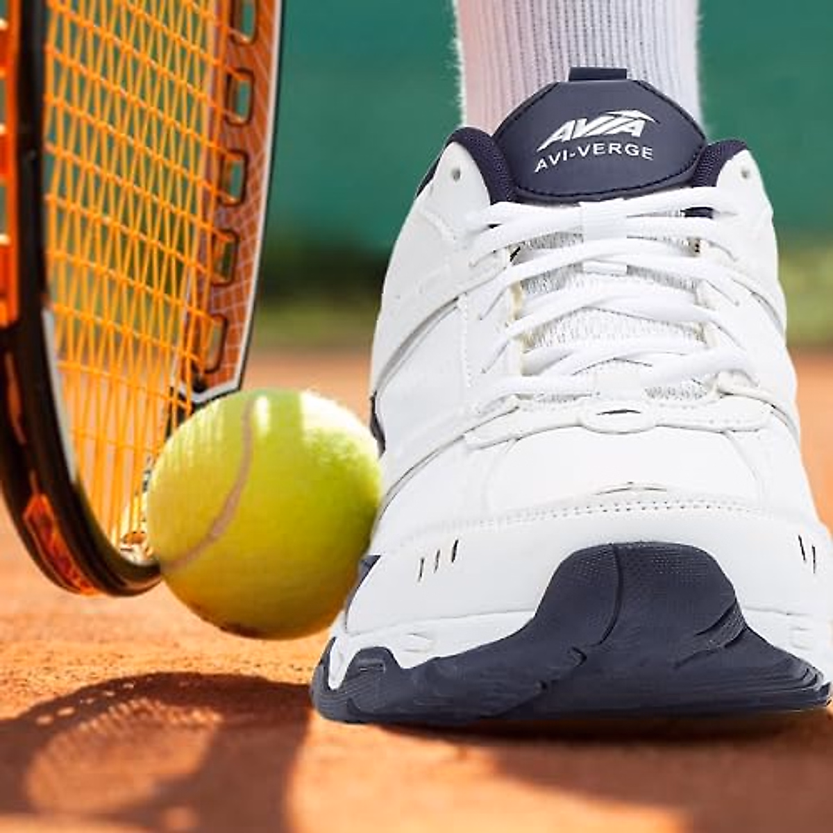 Avia Men's Avi-Verge Athletic and Workout Sneakers, White/True Navy, 12