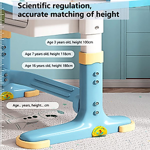 Washranp Desk and Chair Set,Kids Widened Desktop Cartoon Pattern Desk Chair Set Children Study Desk Height Adjustable Children School Study Desk School Home Study Table with Drawer Chair