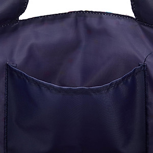 Portable Knit Tote Bag, Crochet Knitting Yarn Storage with Pockets (Geometric, 16.5 in)