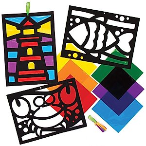 Baker Ross AT865 Seaside Stained Glass Decoration Kits - Pack of 6, for Kids Arts and Crafts Projects
