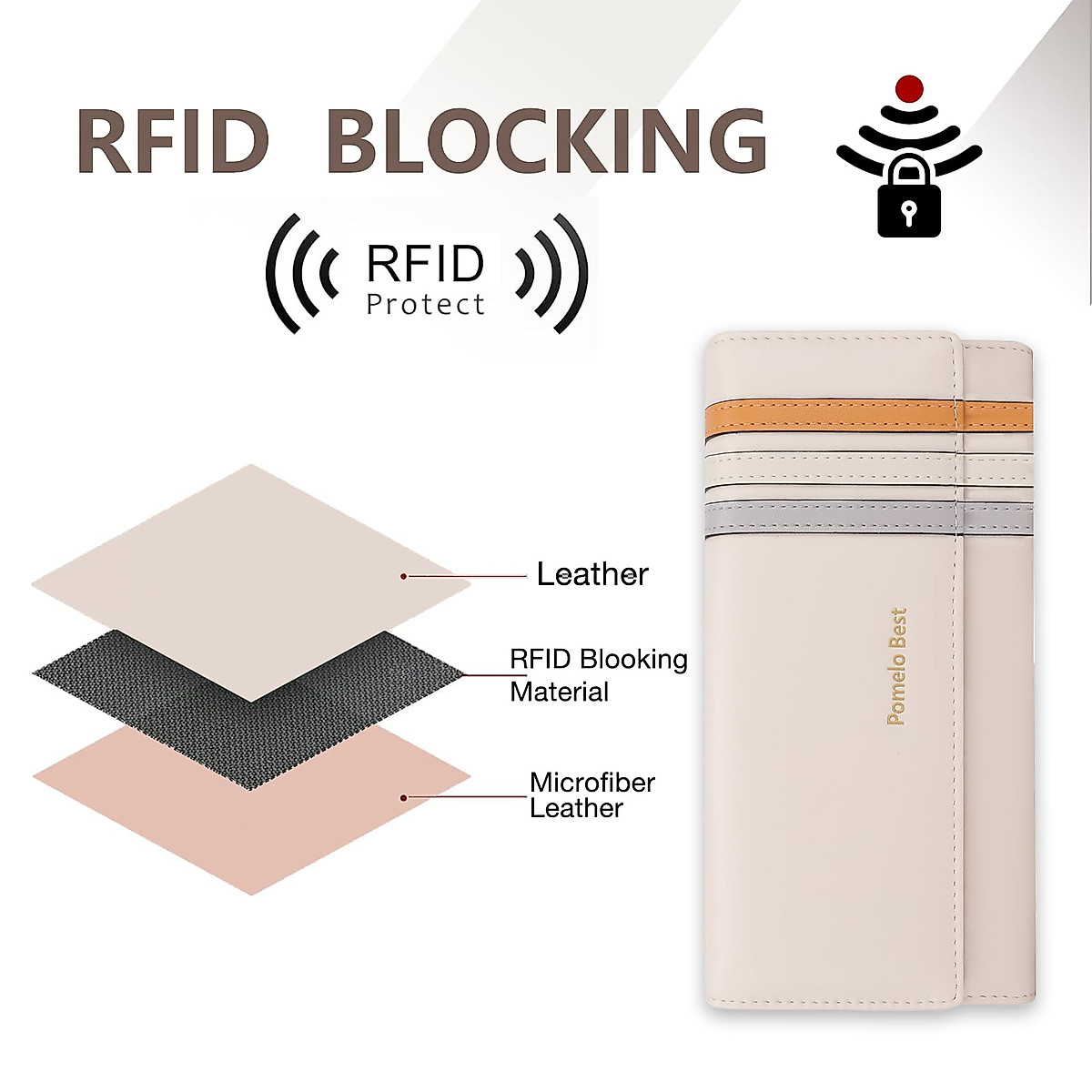 Pomelo Best Wallet Women, Womens Wallet, Wallet for Womens 2024, RFID Blocking Leather Wallet with Multiple Card Slots for Women, Beige