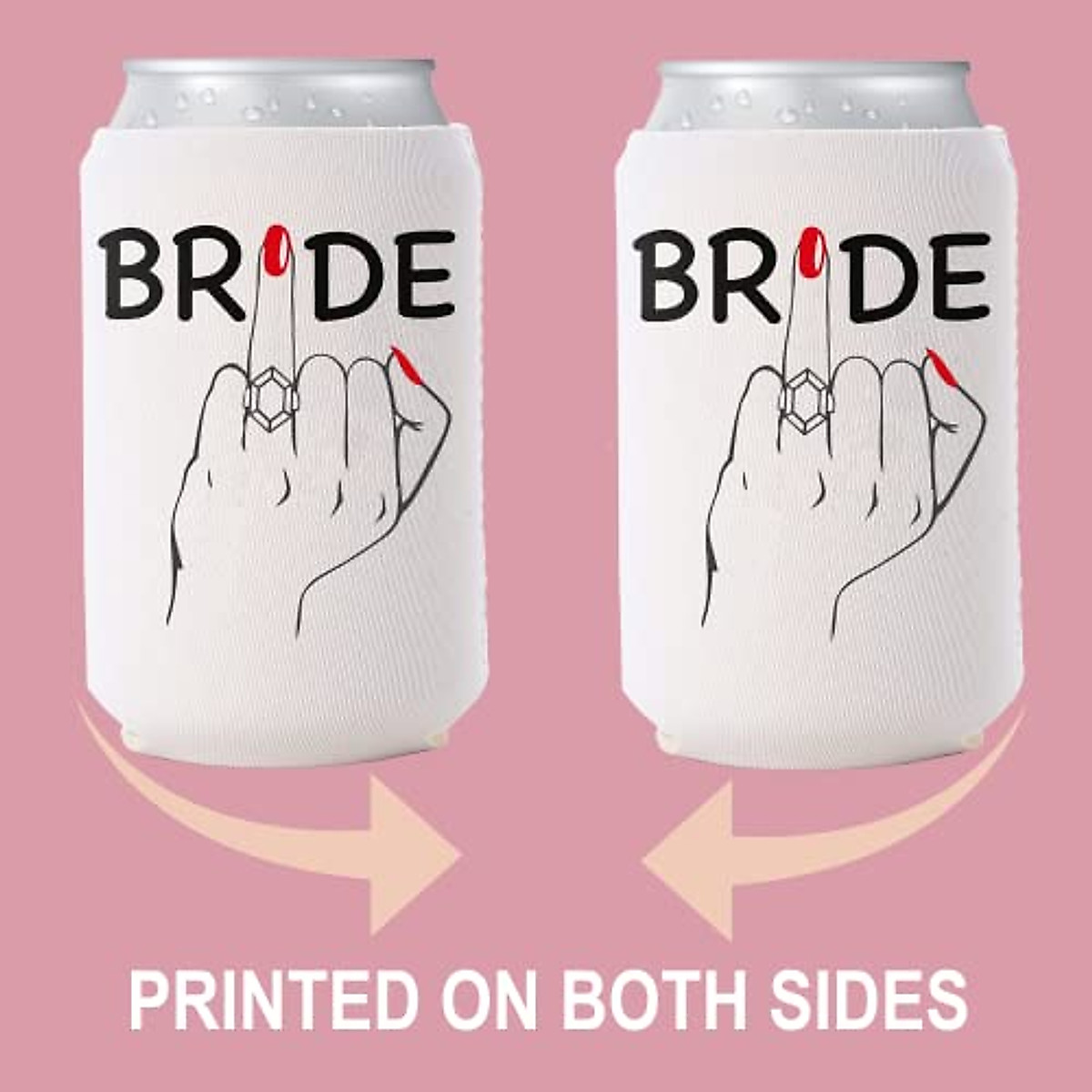 Bachelorette Party Decorations Ring Finger Can Cooler - 10 Count | Neoprene Drink Holder Sleeve, Pink + White Party Favors, Bridesmaid Gifts - Bride Tribe Koozies