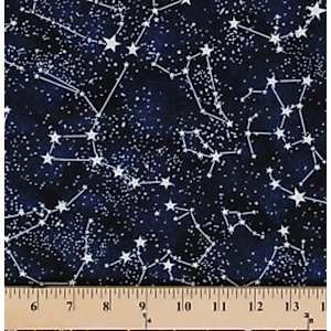 Timeless Treasures Cotton Glow in The Dark Constellations Stars Midnight Cotton Fabric Print by The Yard (Gail-CG2750)