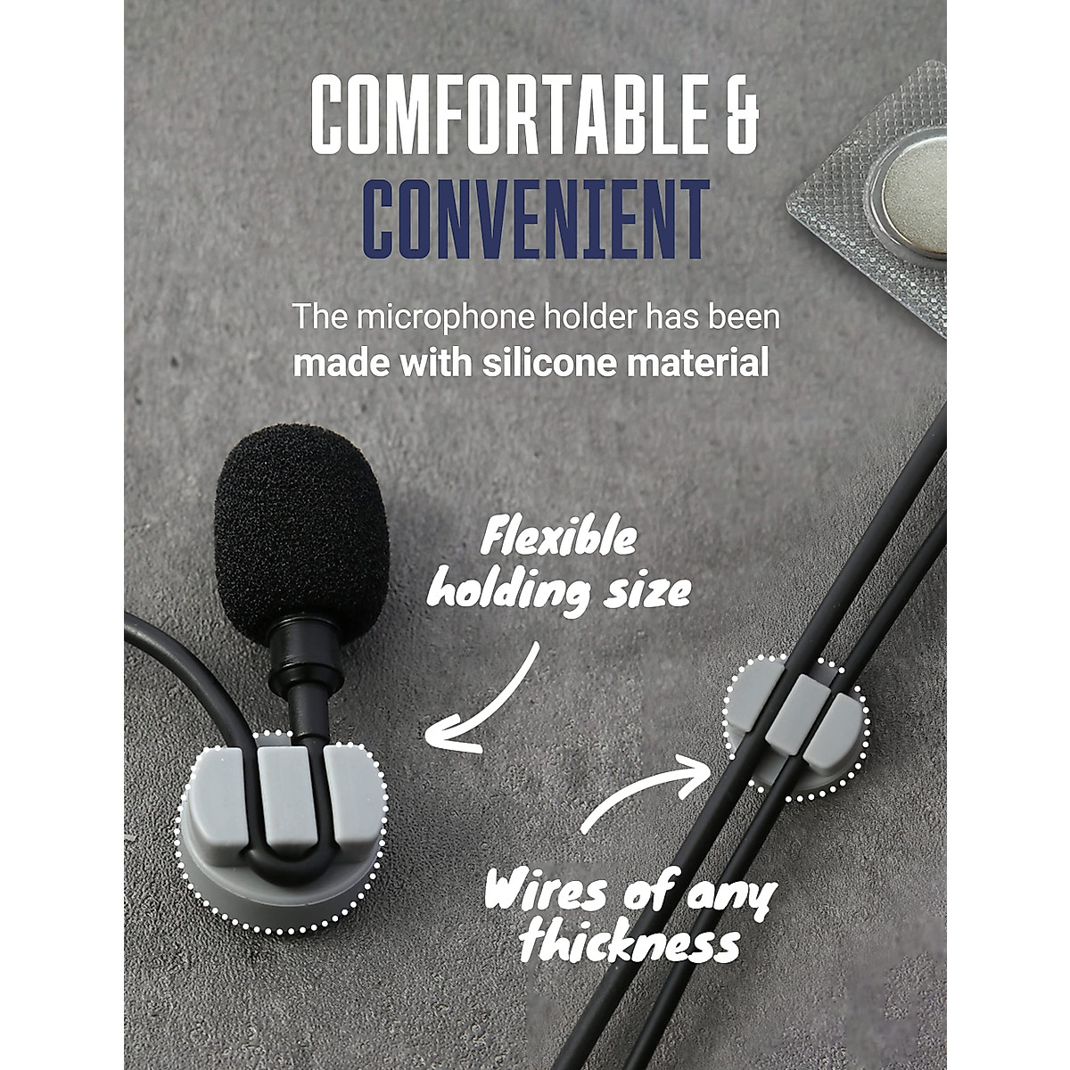 BALSANG BA06 Magnetic Holder for Lavalier Microphone | White Microphone Holder & Wire Clips | Tiny Microphone Accessories | Mini Mic Cable Clips & Wire Holders | Wire holder for Clip Microphone