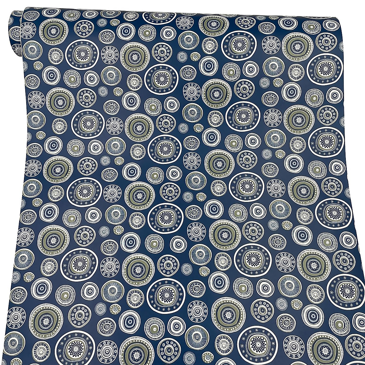 Yifely Self-Adhesive Shelf Liner Removable Drawer Paper for Dorm Apartment Furniture Decor, Modern Circle, 17.7 Inch by 9.8 Feet