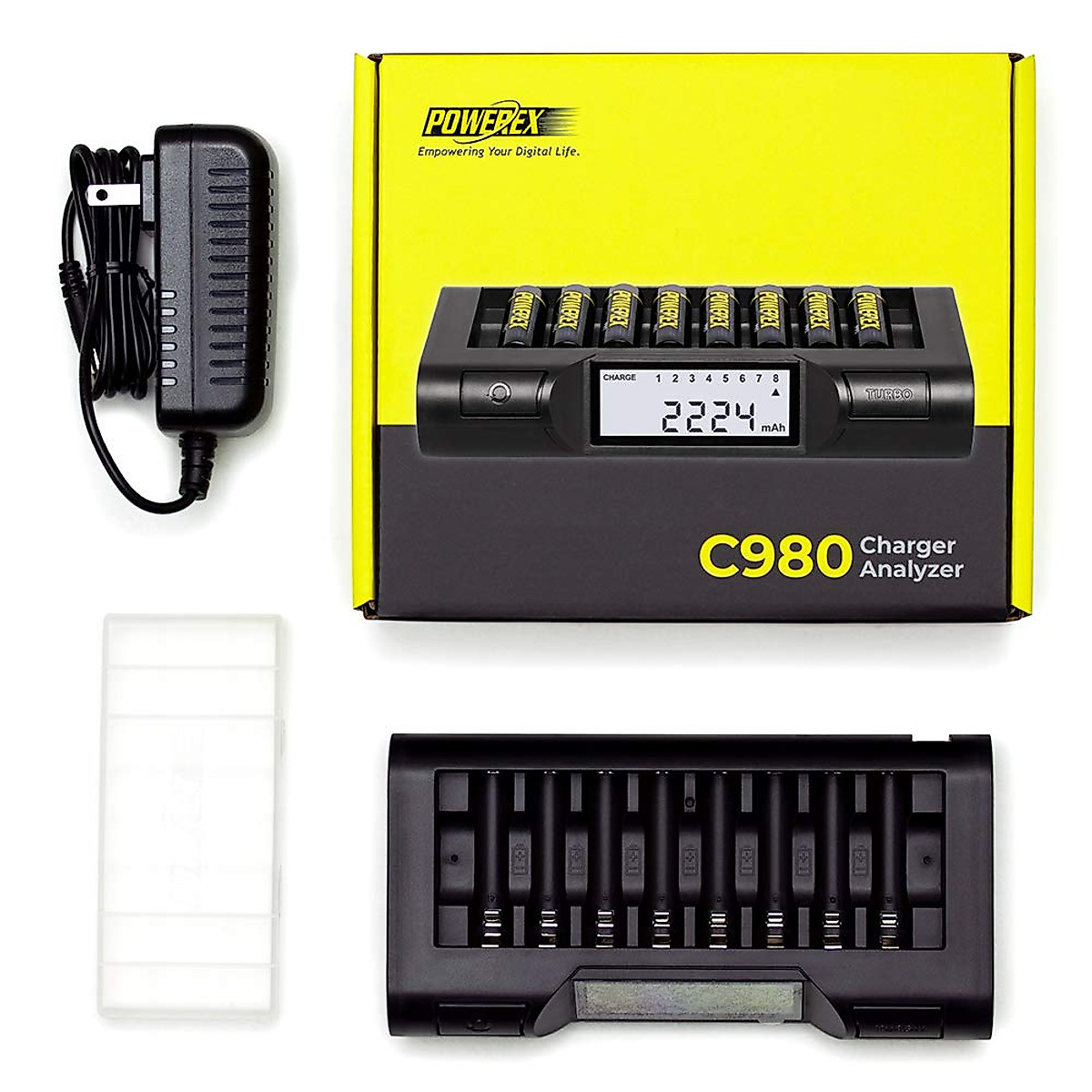 Powerex MH-C980 Turbo Charger Analyzer for AA/AAA Batteries with Bonus Free Lens Cloth