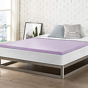 Mellow 2 Inch Ventilated Memory Foam Mattress Topper, Soothing Lavender Infusion, CertiPUR-US Certified, Queen