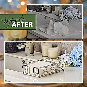 LEVIMETREE Guest Towel Silver Napkin Holder Guest Towel Holder for Bathroom Modern Serviette Holder Tissue Dispenser Perfect for Outdoor Events -Dining Table Napkin Holder, Home Décor Bathroom Trays