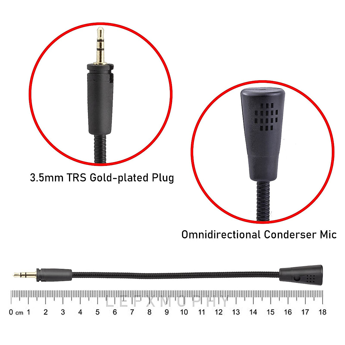 LEFXMOPHY XO4 Mic Replacement for Turtle Beach Ear Force XO Three XO Four Stealth Recon 150 50 50X 50P 60P Game Headset, Not for Recon500, 3.5mm Boom Microphone with Lock