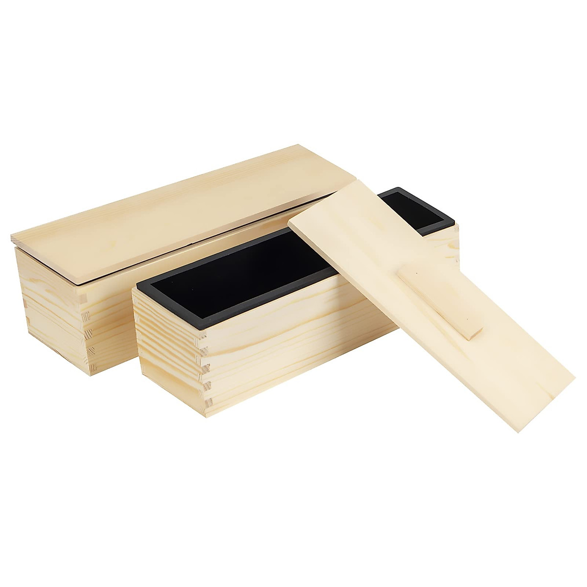 2PACK 42 oz Flexible Rectangular Silicone Soap Loaf Molds Kit with Wood Box for CP and MP Making Supplies