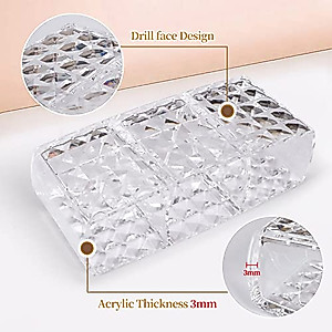 CiCiKiea Acrylic Makeup Brushes Holder Pen Pencil Organizer for Desk, Desktop Storage with Diamond Surface for Cosmetic Eyebrow Pen, Lip Gloss, Brushes, Office,School,Home-Clear