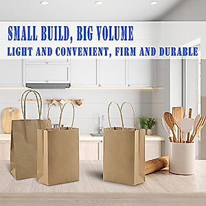 BadenBach 40 Pack Small Kraft Gift Bags with Handles,6.3"x4.7"x2.4",Recycled Mini Kraft Paper Gift Bags Bulk Candy Treat Party Favor Bag for Grocery Retail Christmas Birthday Wedding (Brown)