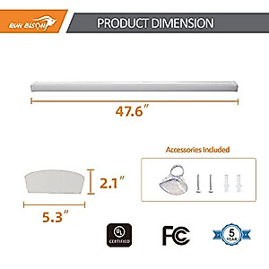 Run Bison 4FT LED Wraparound Light Fixture, 3 Color Selectable 3500K-5000K,Lumen Adjustable 3680/4600/5520LM,120-277V, 0-10V Dimmable Vapor Proof Parking Garage Light Fixture - 2 Pack