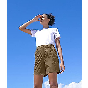Viodia Women's Hiking Cargo Shorts Quick Dry Stretch Lightweight Camping Shorts for Women with Zipper Pockets Dark Khaki Small