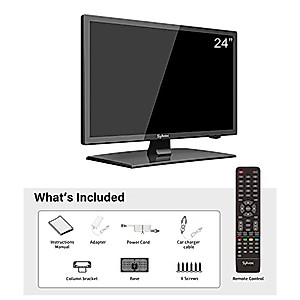 SYLVOX 12V TV 24 inch, 1080P RV TV 12 Volt DC Powered Integrated HDTV(ATSC) Tuner, Built-in DVD Player Speaker FM Radio, with HDMI/USB/AV/VGA Input, Suitable for Motorhome, RV Caravan and Boat