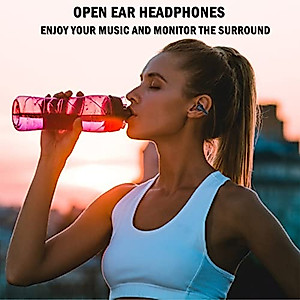 Open Ear Earbuds Wireless Clip Ear Bone Conduction Headphones Bluetooth for Android iPhone, Clip-on Sport Wireless Earbuds with Earhooks Up to 24 Hours Playtime Waterproof Outer Ear Headphones