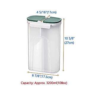 Poeland Storage Jars Canisters with Built-in partition / 4 compartments for Spaghetti Pasta Noodles Cereal - Peacock Green