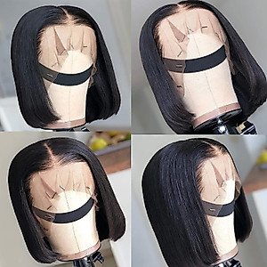 Arabella Bob Wig Human Hair 13X4 HD Lace Front Wigs Straight Wigs Pre Plucked with Elastic Bands Natural Hairline with Baby Hair (8inch, 13x4 Bob)