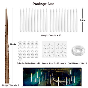 Floating Candles with Wand Remote, 20 Pcs Upgraded 3-Mode Magic Hanging Candles with String, Flickering Warm Light, Battery Operated, Decor for Christmas, Wedding, Party, Gifts for Kids Boys Girls