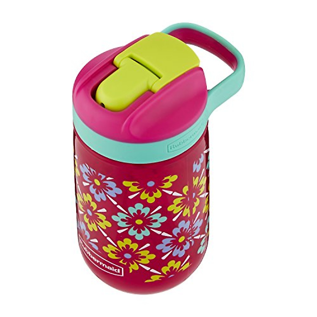 Rubbermaid Leak-Proof Sip Kids Water Bottle, 14 oz, Tiki Flowers Graphic