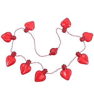 Glowing Heart Shaped Bulb Necklace Led Light up Necklace Valentines Red Love Heart Necklace Glow in The Dark Led Light Bulbs for Kids Adults Wedding Valentines Day Party Decor