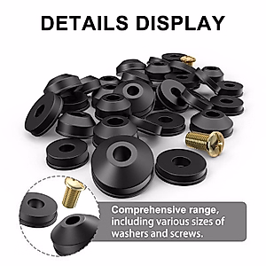 58-Pack Faucet Washer Assortment Kit Rubber Faucet Washers Flat and Beveled Faucet Washers Repair Kit with Brass Bibb Screws for Repairing Faucet Leak