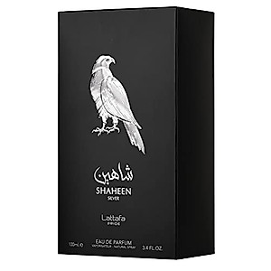 Lattafa Perfumes Shaheen Silver for Unisex Eau de Parfum Spray, 3.4 Ounce